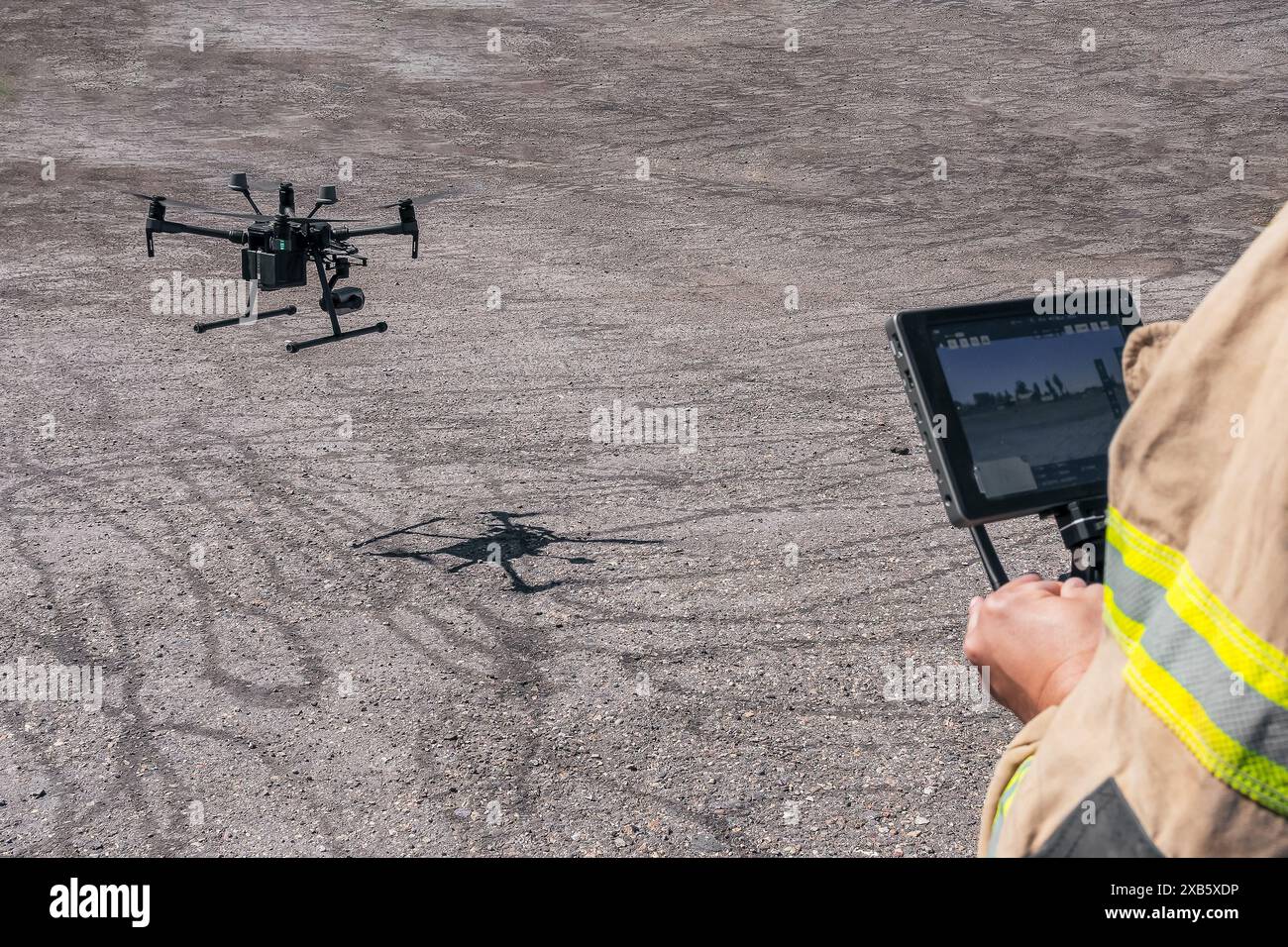 firefighter flying rescue drone Stock Photo - Alamy