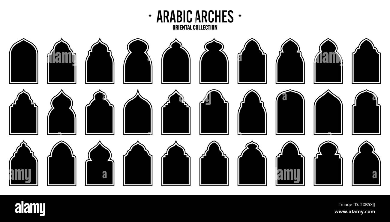 Islamic frames, oriental style objects. Arabic shapes, windows and ...