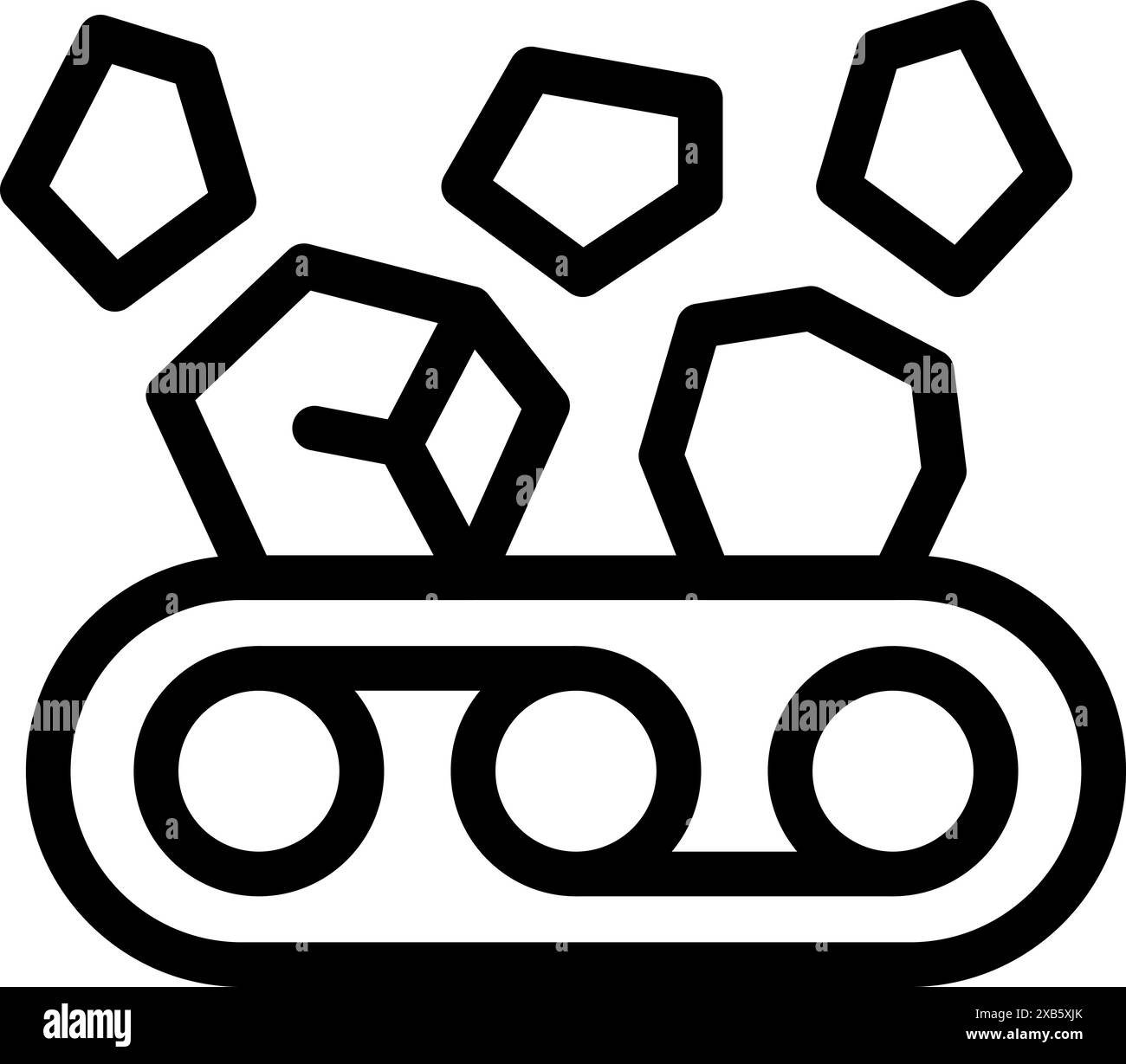 Line drawing of a conveyor belt moving ice cubes, representing ice ...