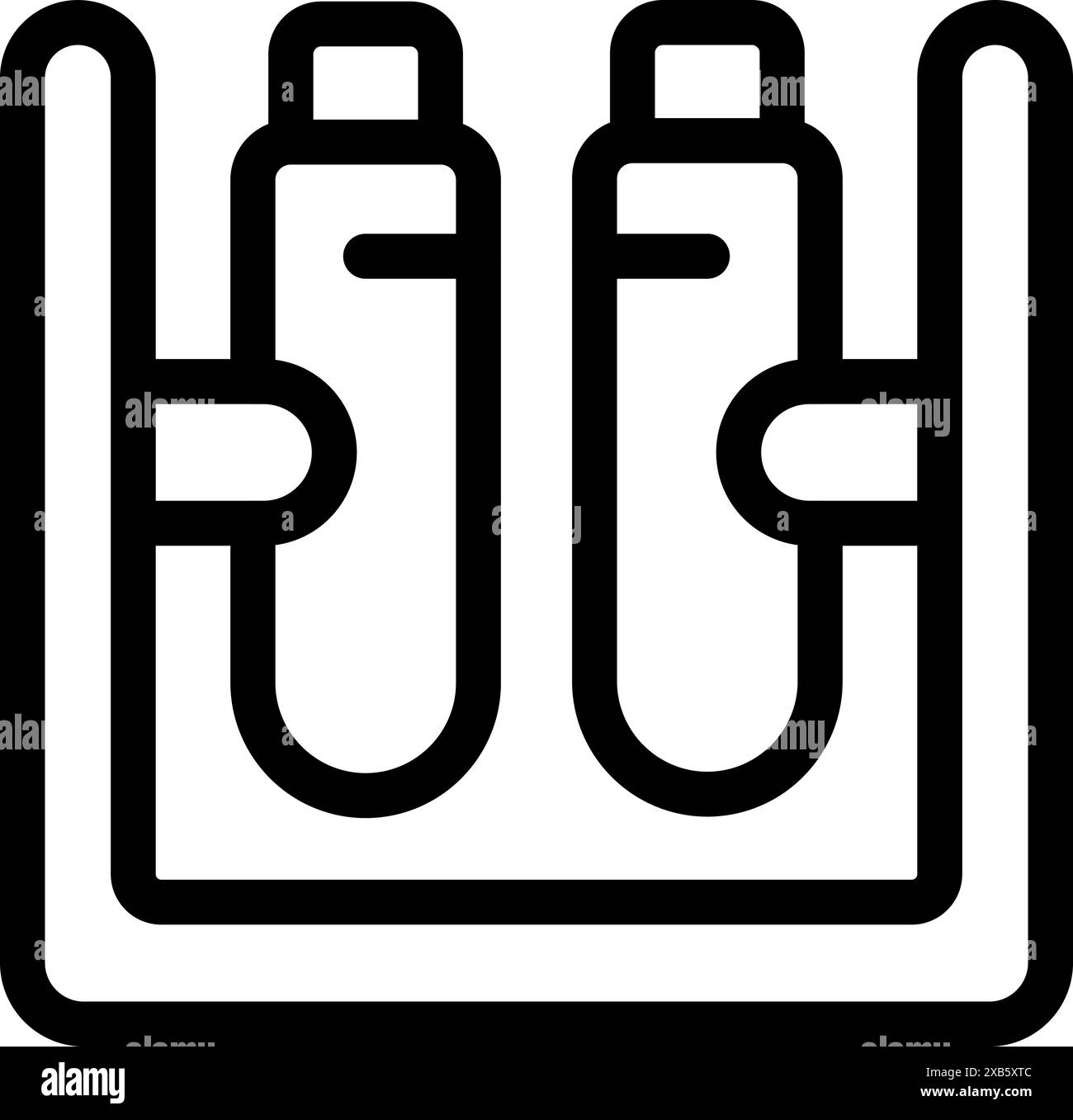 Icon of two test tubes being held by mechanical arms, representing ...