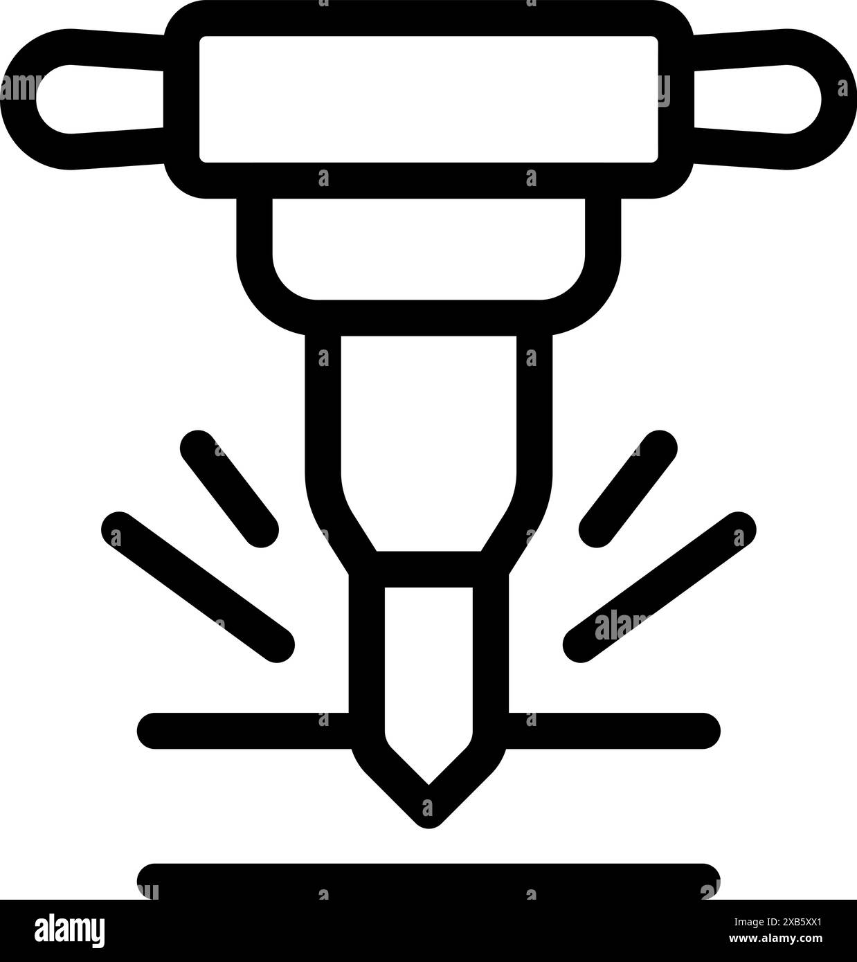 Pneumatic drill breaking concrete during road repairing works Stock ...