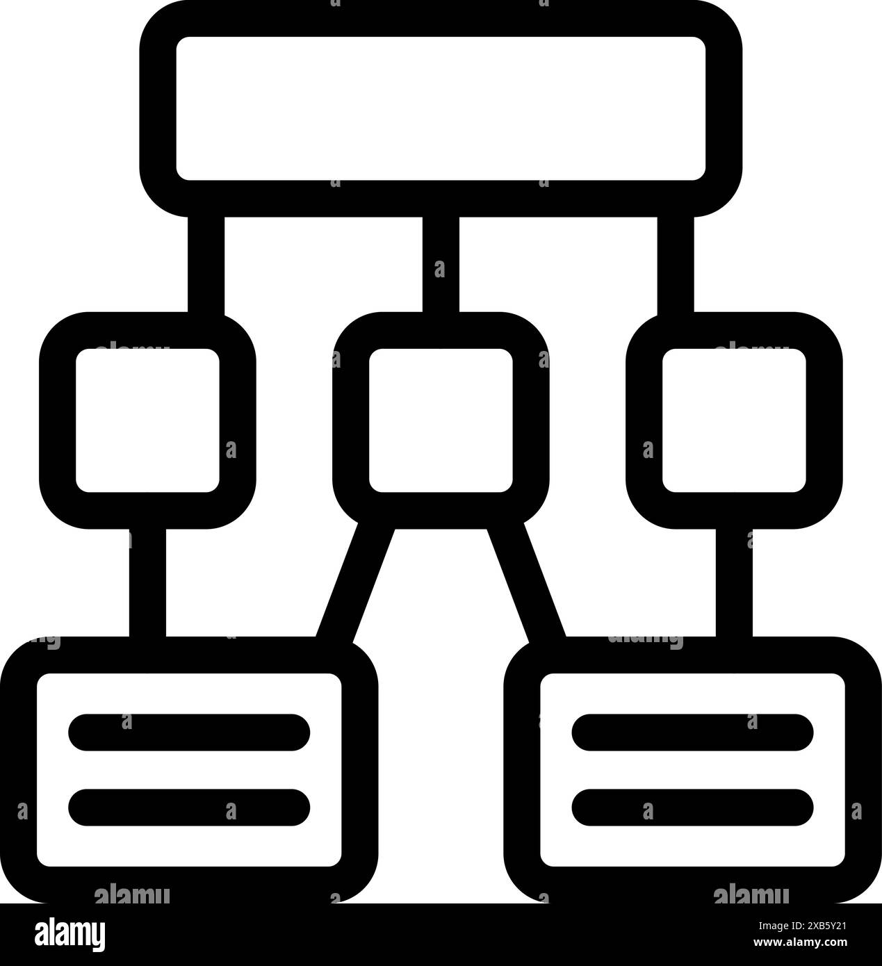 Simple hierarchical organization chart is connecting departments with ...
