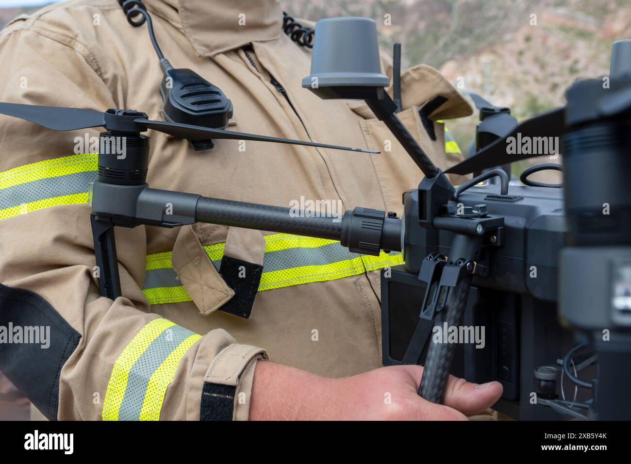 firefighter operating drone in search and rescue Stock Photo - Alamy