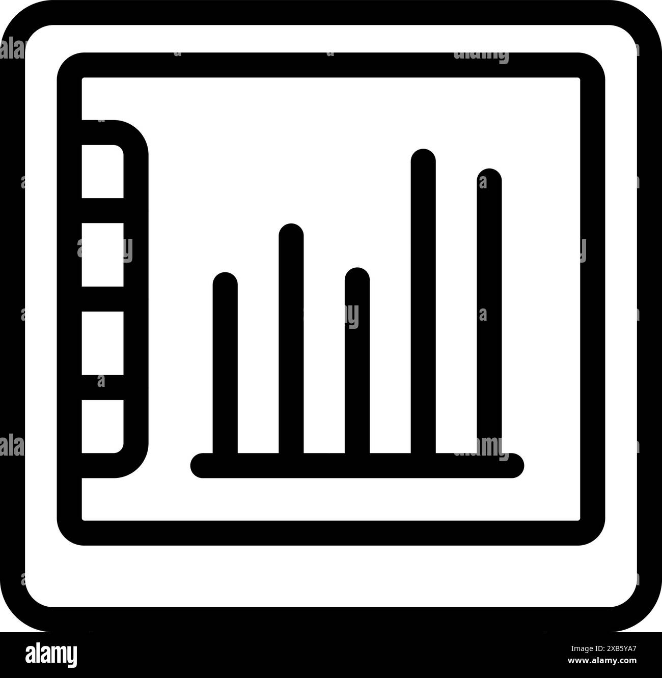 Black outline icon of a digital tablet displaying a bar chart with ...