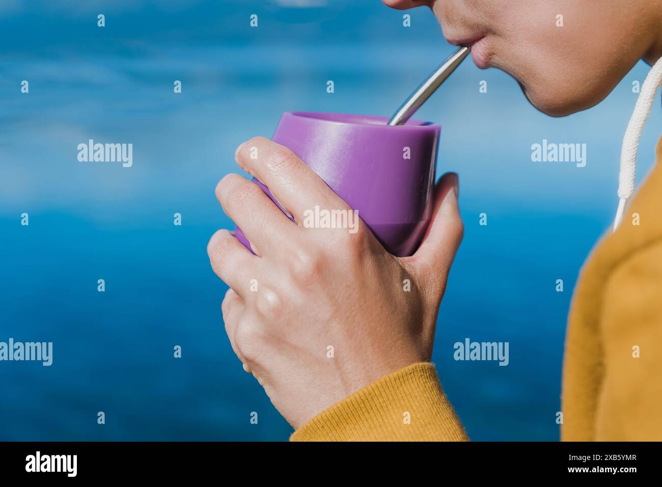 Young woman drinking yerba mate hi-res stock photography and images - Alamy