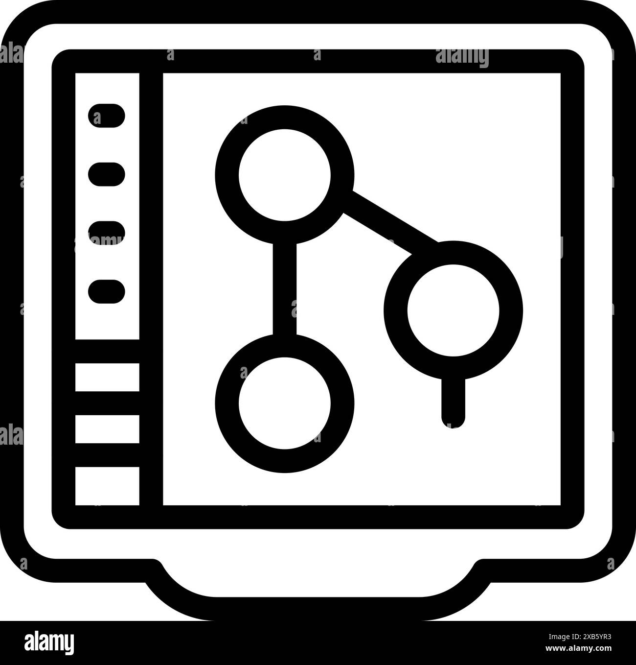 Line art icon of software development process with connected data ...