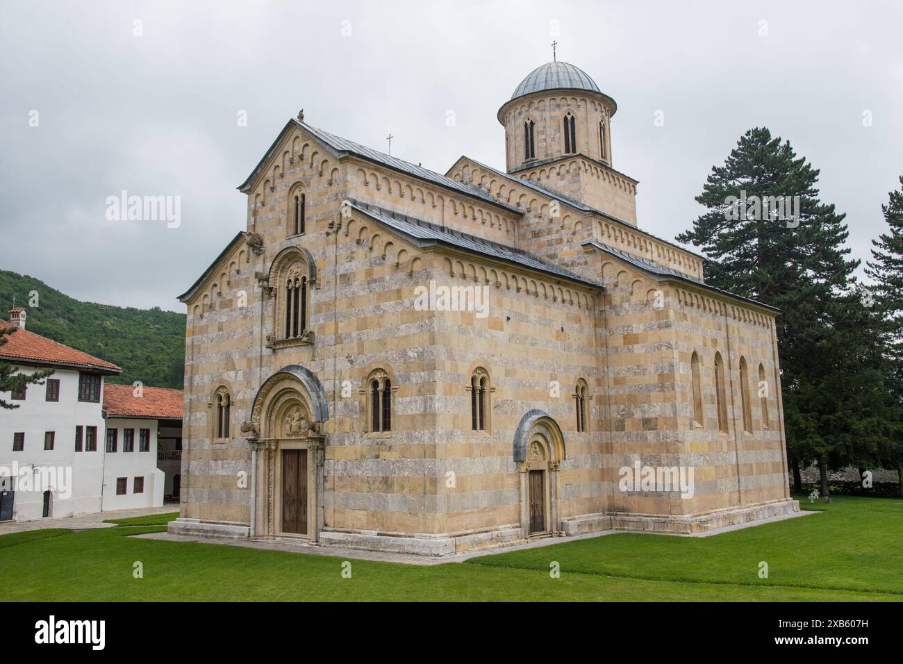 The Visoki Decani monastery church in the countryside of Kosovo Stock ...