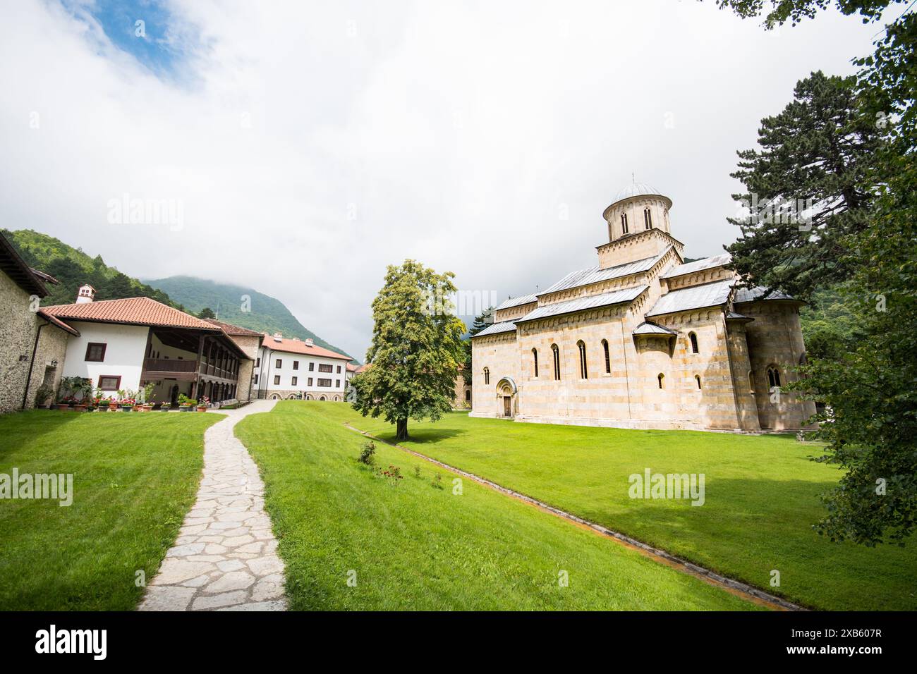 The Visoki Decani monastery church in the countryside of Kosovo Stock ...