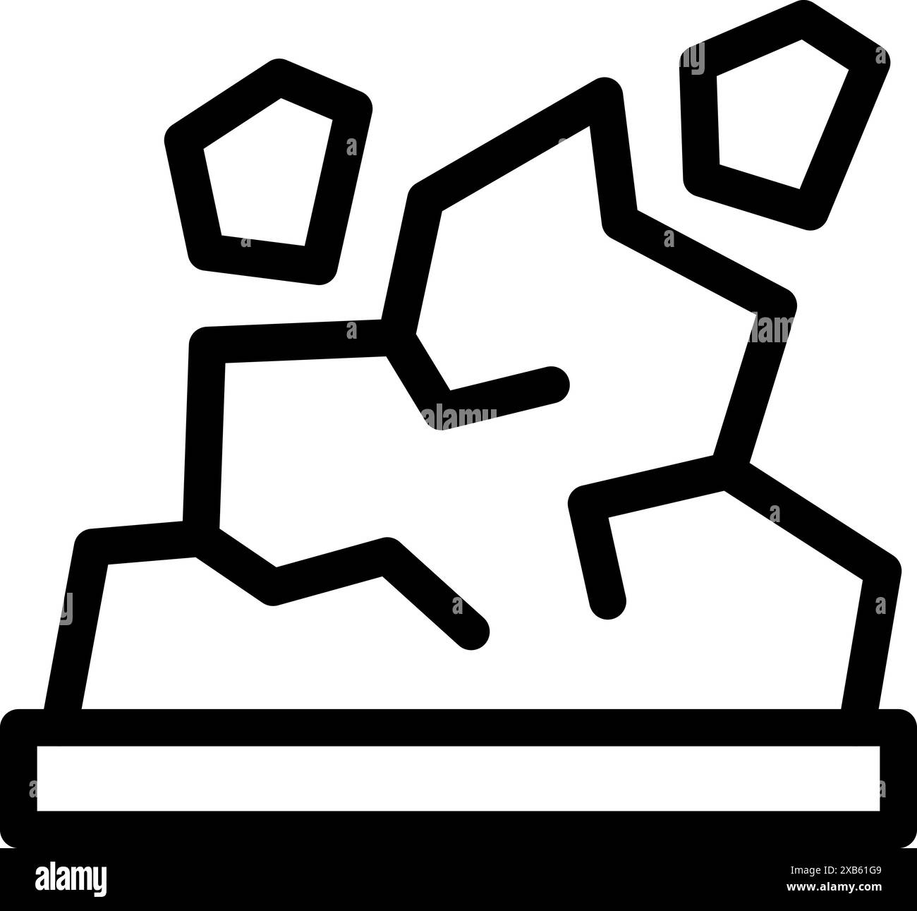 Simple line icon representing the formation of a crystal lattice ...