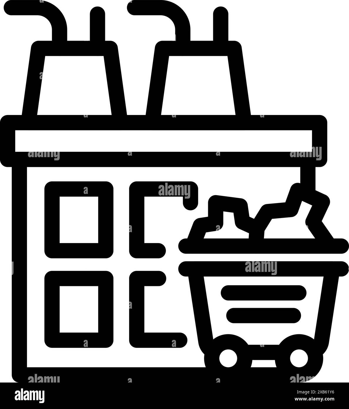 Mining Factory Building With Cart Full Of Coal Processing Mineral Resources Stock Vector Image