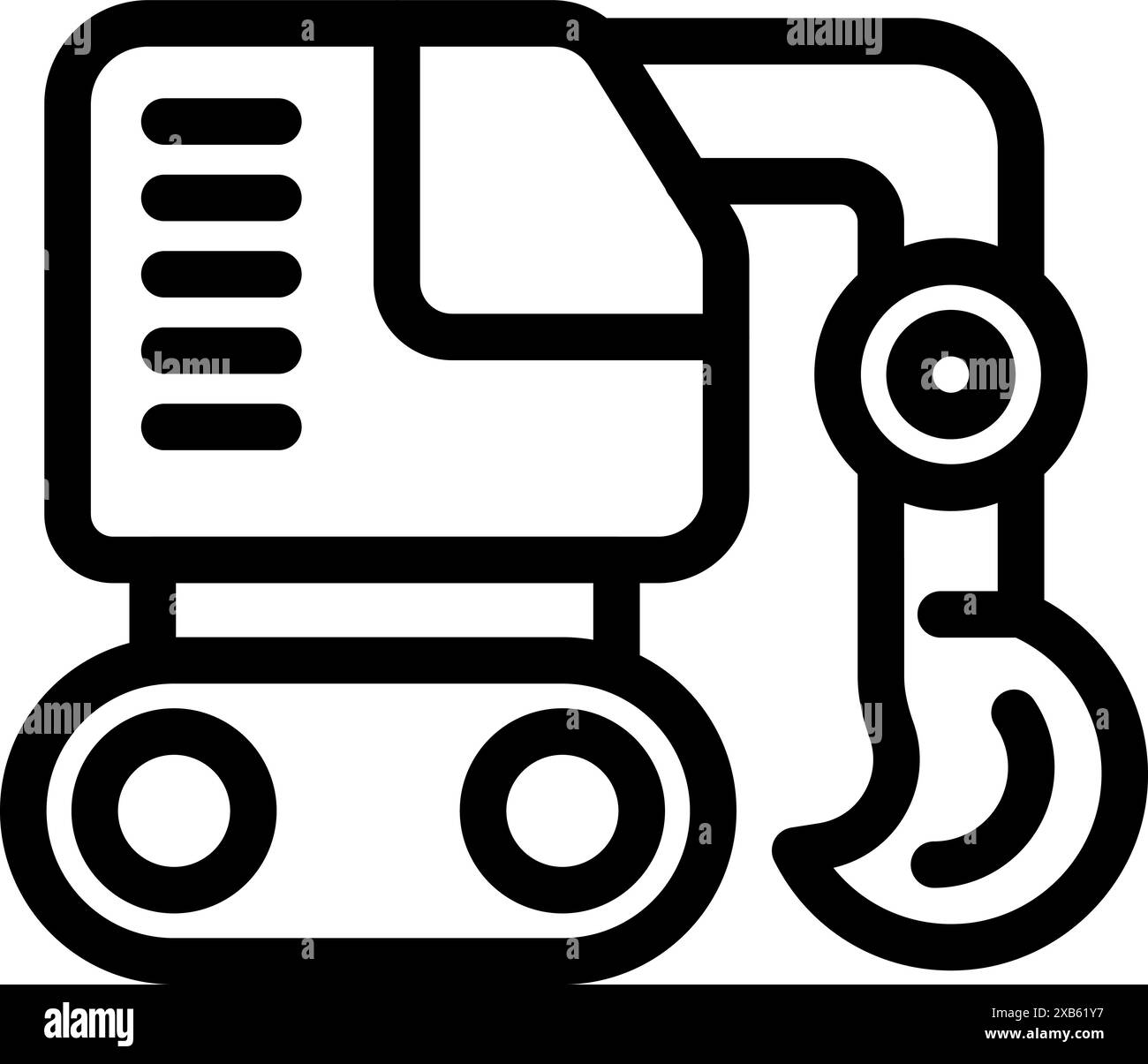 Icon of an excavator digging, designed with continuous lines for a ...