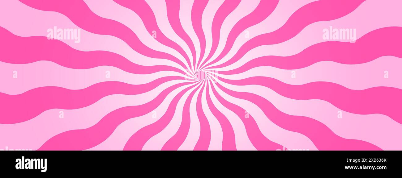 Wavy pink radial stripes background. Strawberry lollipop, candy, yogurt ...