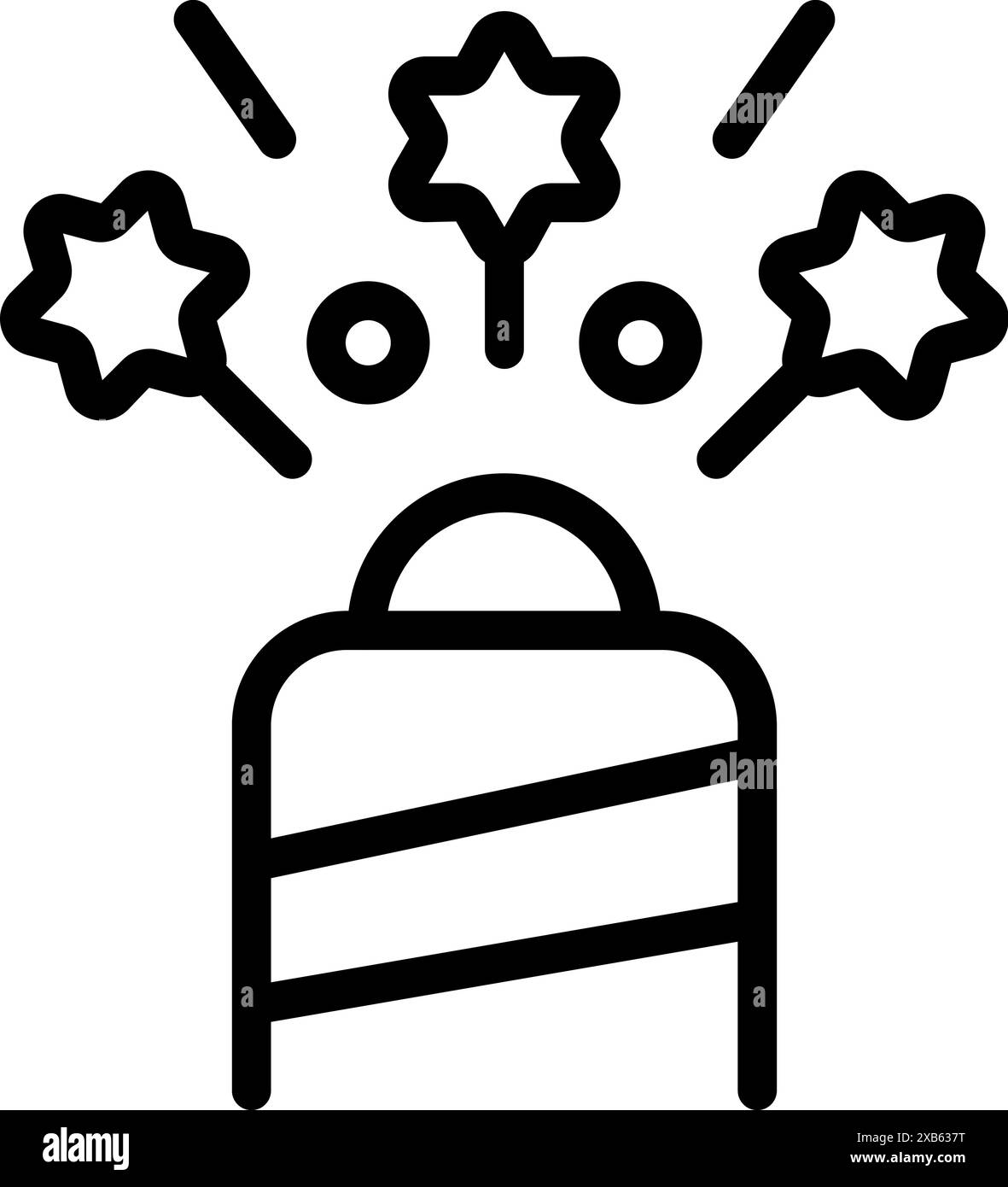 Simple line drawing of a party popper exploding, creating a festive ...