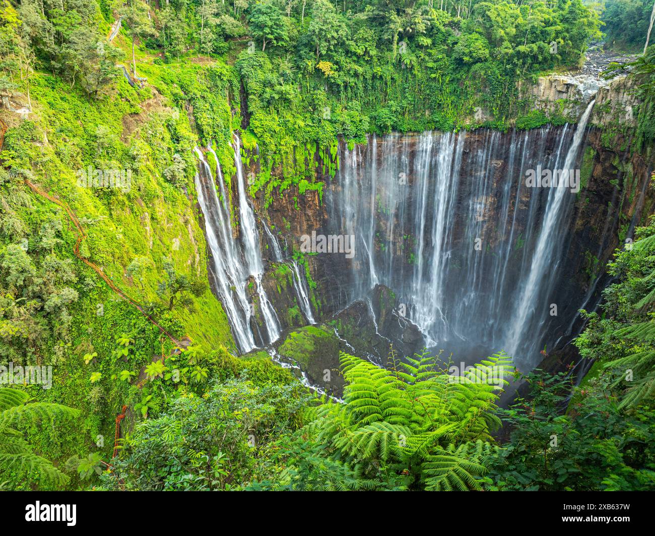 Aerial view Tumpak Sewu Waterfall The most beautiful in Indonesia. The ...