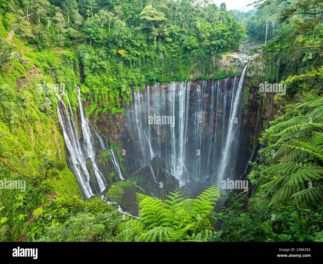 Aerial view Tumpak Sewu Waterfall The most beautiful in Indonesia. The ...