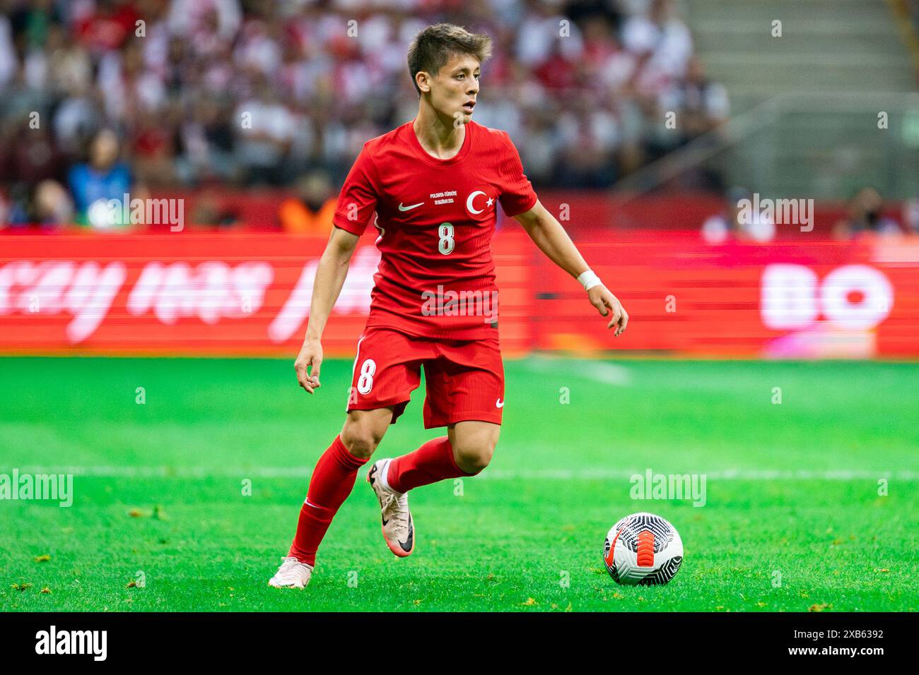 Warsaw, Poland. 10th June, 2024. Arda Guler of Turkey seen in action during the friendly match ...