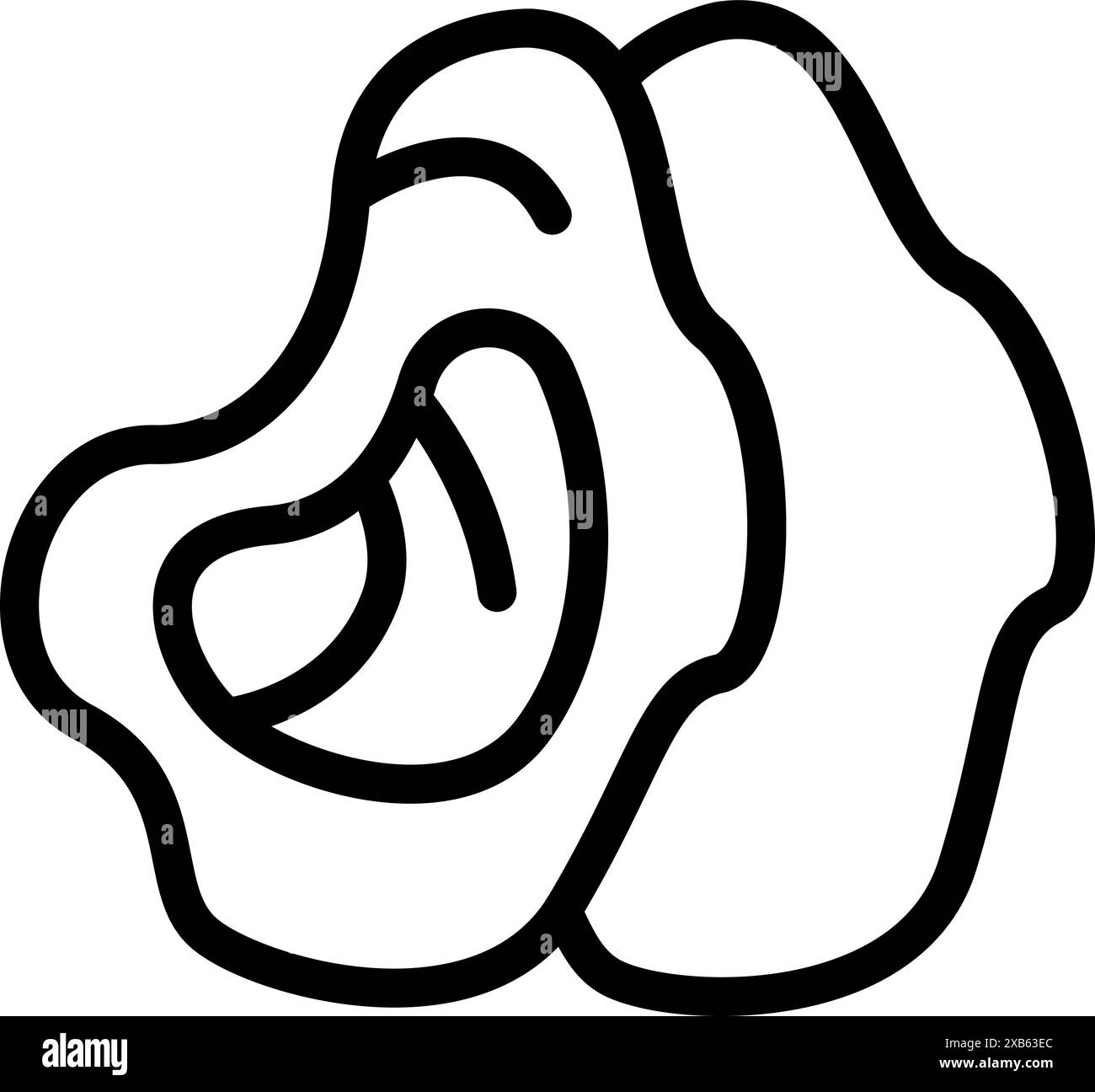 Simple line drawing of two open oyster shells with meat inside ...