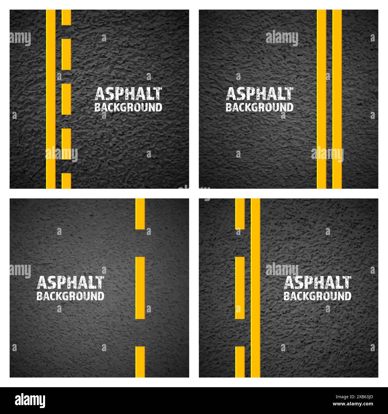 Asphalt road with yellow lane marking, concrete highway surface ...