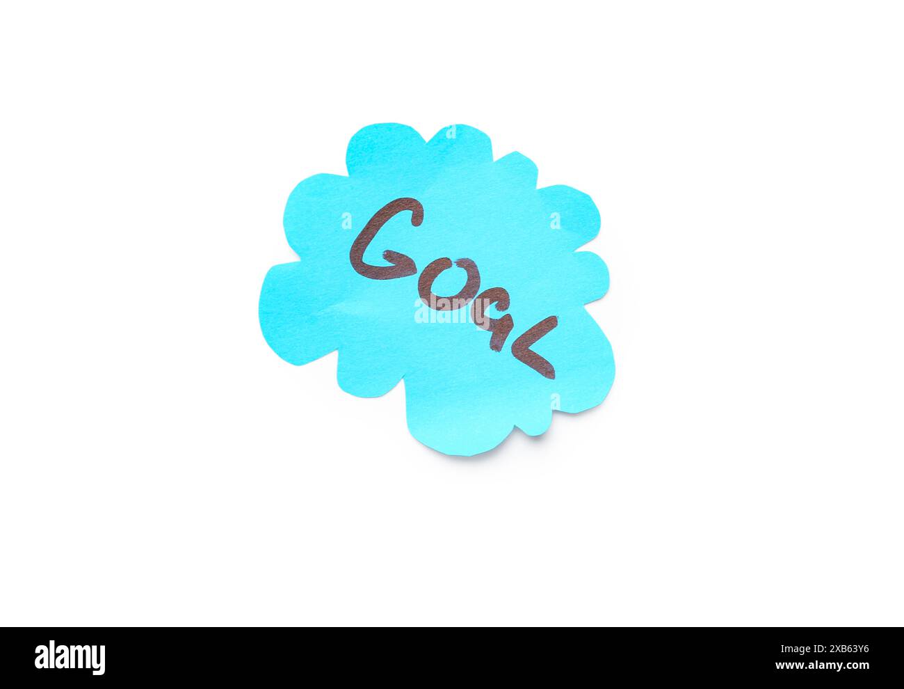 Sticky note in shape of cloud with word GOAL on white background Stock ...