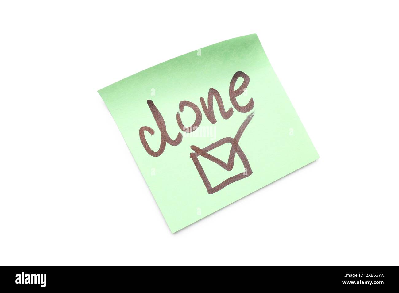 Sticky note with word DONE and check mark on white background Stock ...