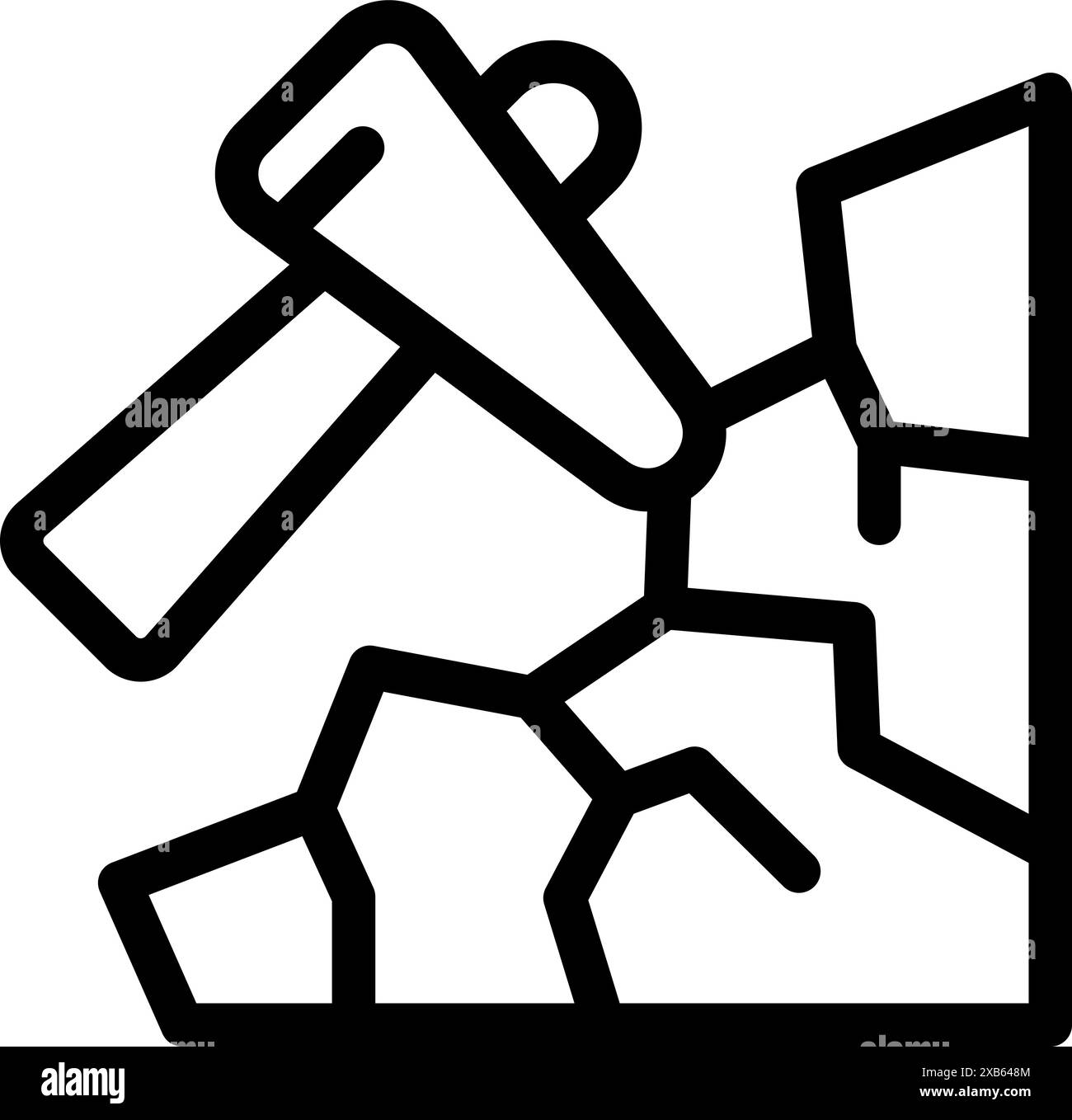 Construction worker is demolishing a concrete wall using a sledgehammer ...