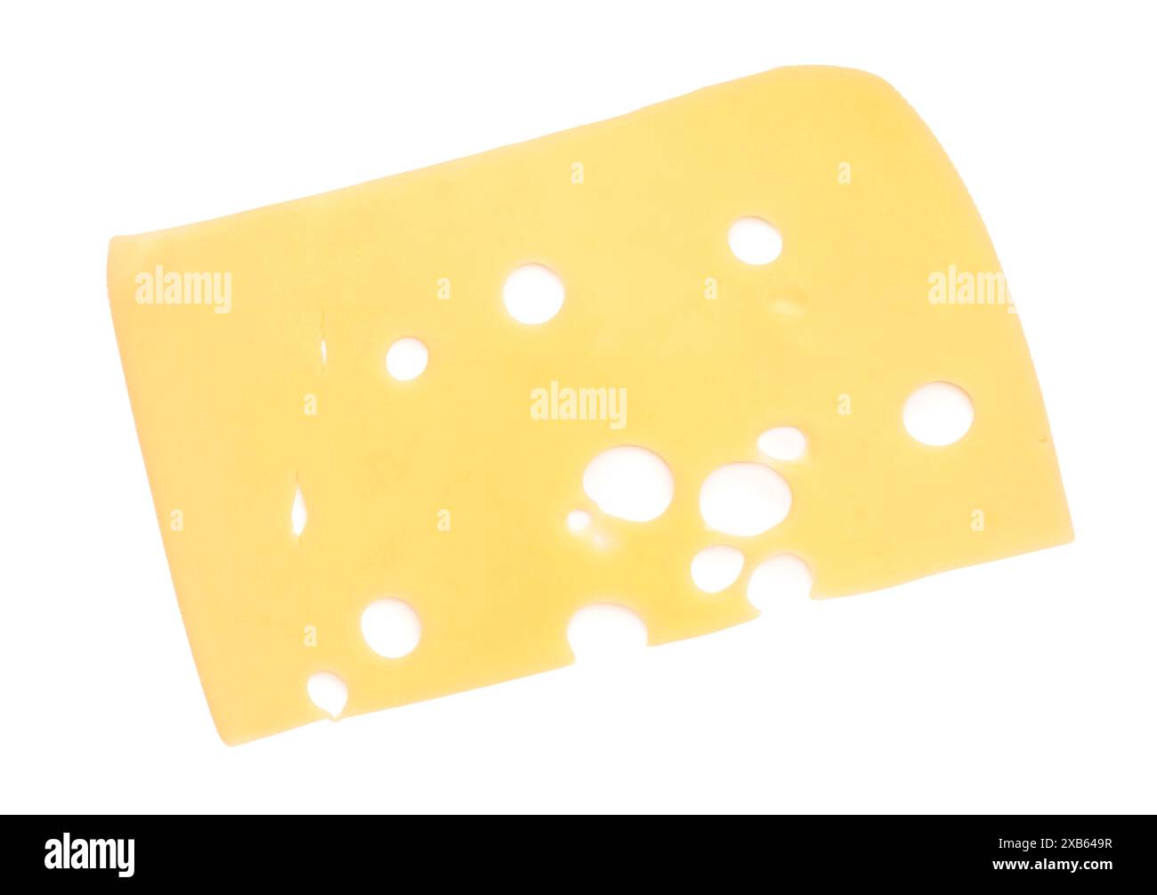Tasty cheese slice on white background Stock Photo - Alamy