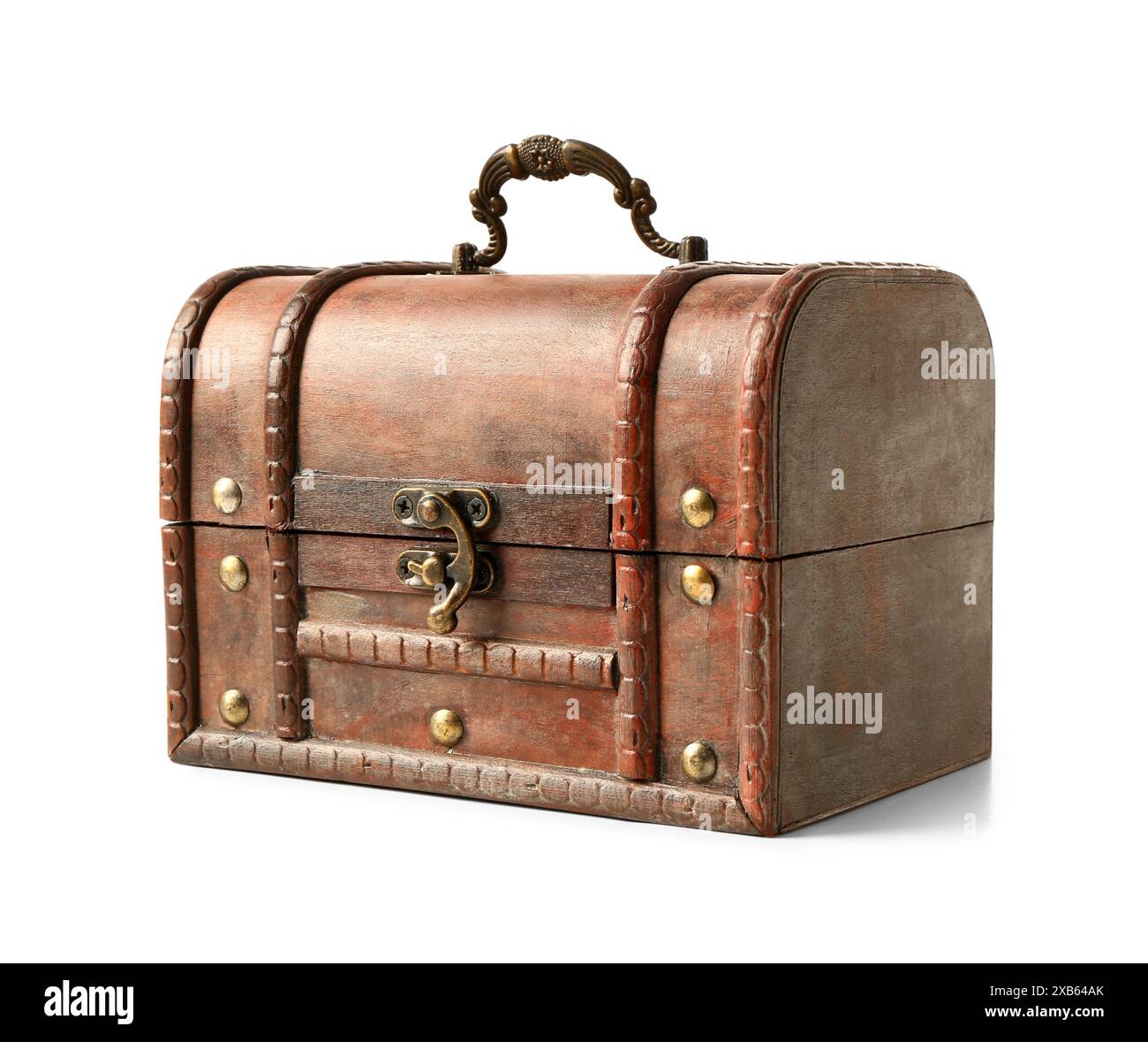 Old chest with treasures isolated on white background Stock Photo - Alamy