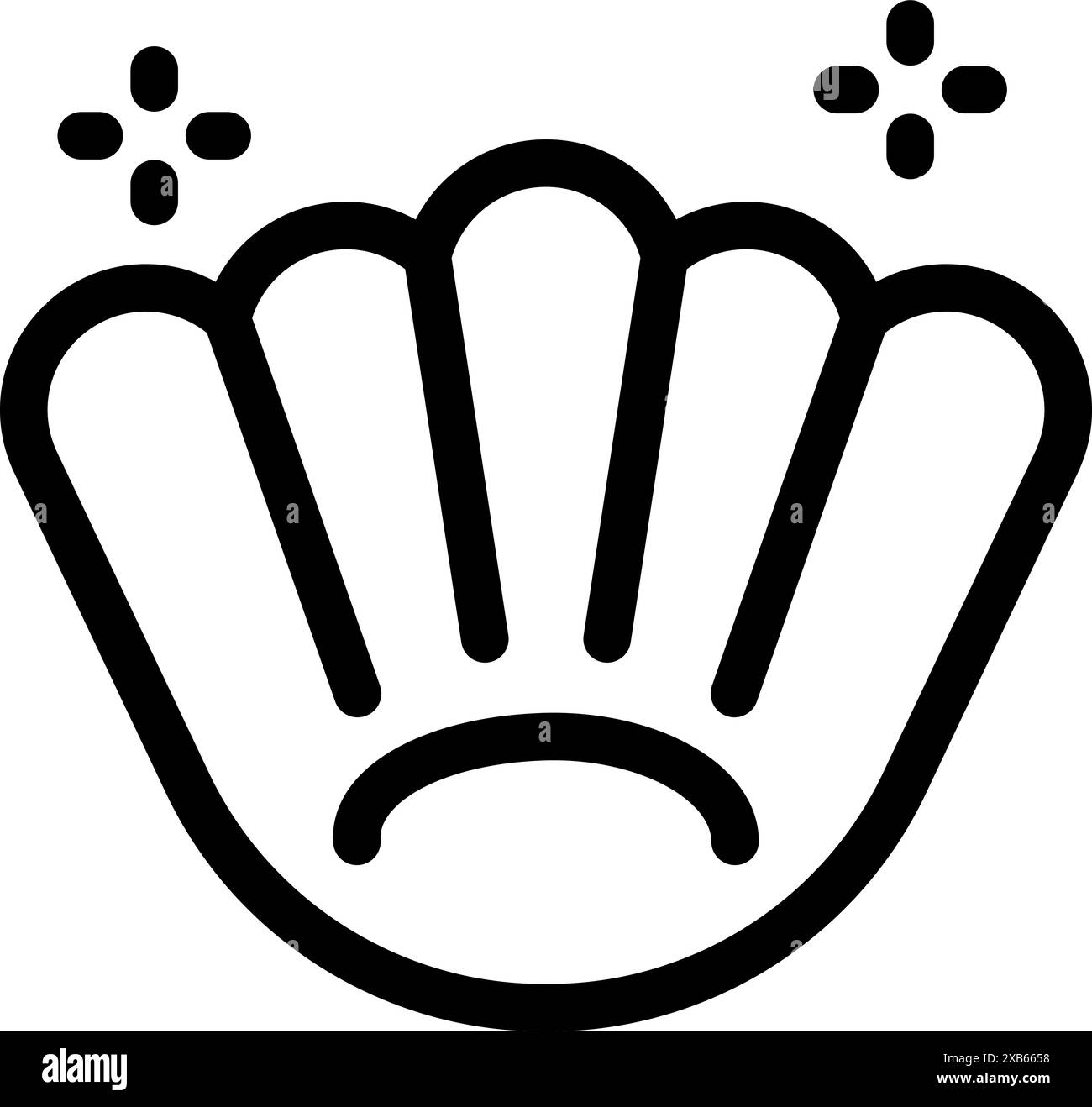 Black outline scallop seashell shining with bright sparkles icon Stock ...