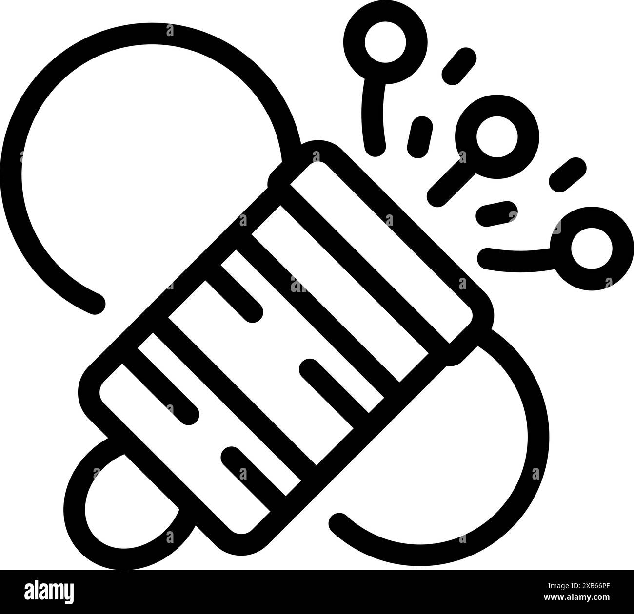 Line icon style illustration representing a fire extinguisher spraying ...