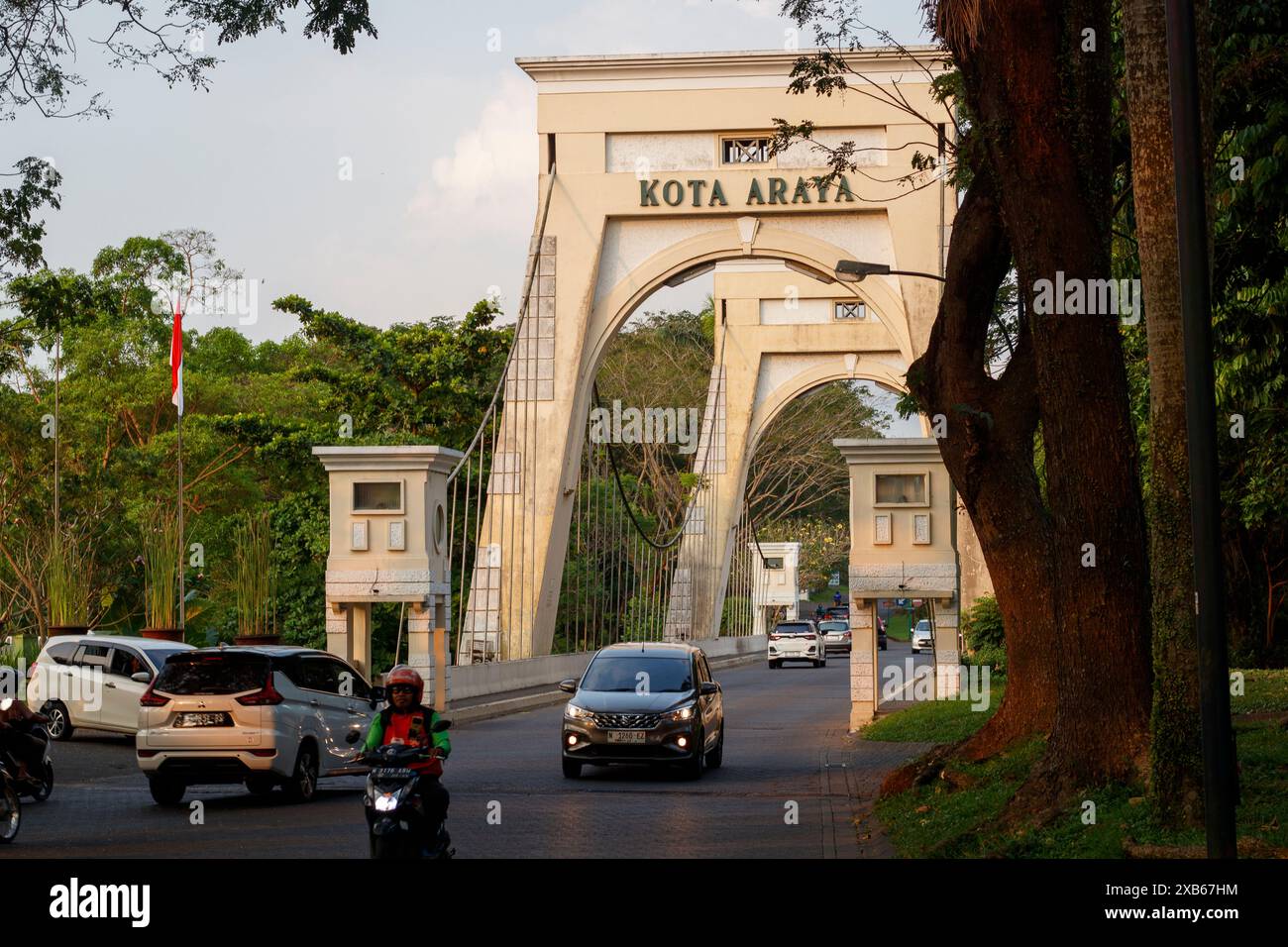 Indonesia, May 06 2024 : bridge at Araya housing complex, Malang. The ...