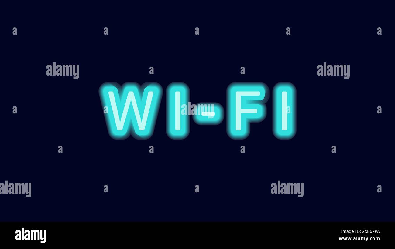 WiFi symbols neon effect dark background. Waves Wi Fi signal icon ...