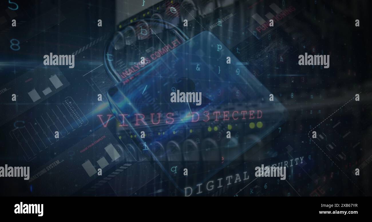 A digital lock with virus detected warning is prominently displayed ...