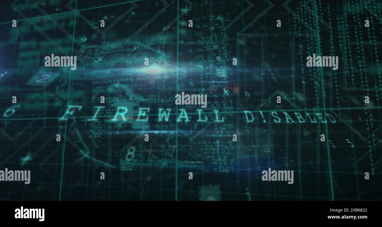 Digital interface displaying FIREWALL DISABLED in futuristic text Stock ...