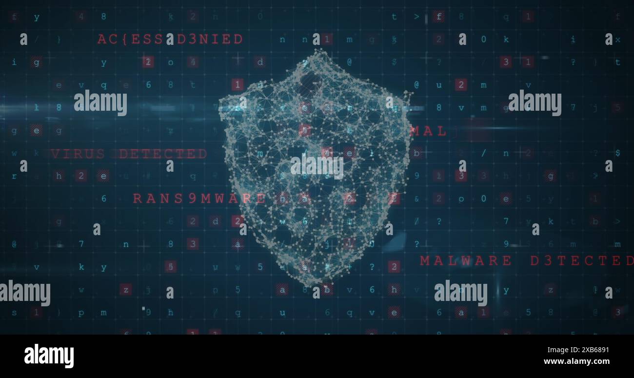 Digital Shield Composed Of Interconnected Nodes And Lines Representing