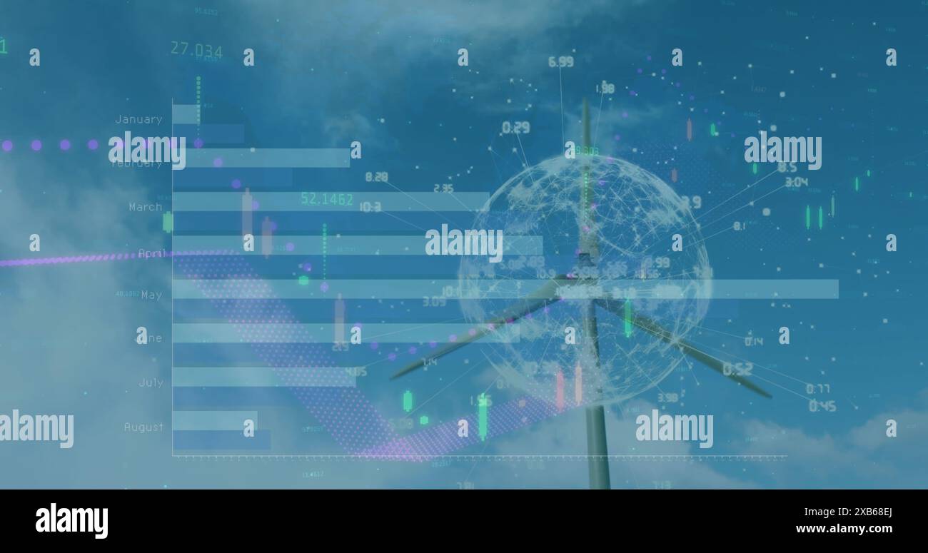 Overlaying charts graphs wind turbine hi-res stock photography and ...