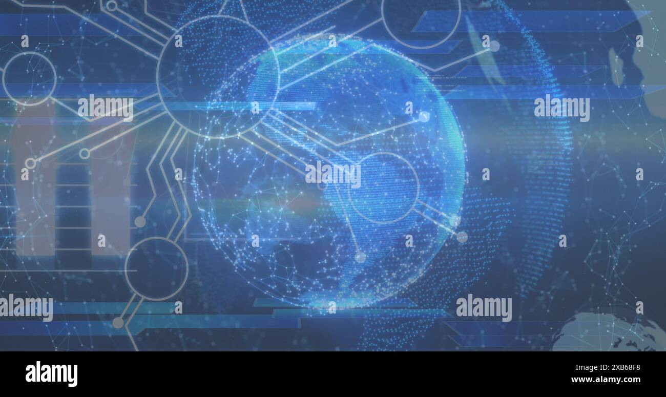 Digital globe with interconnected lines and nodes representing network Stock Photo - Alamy
