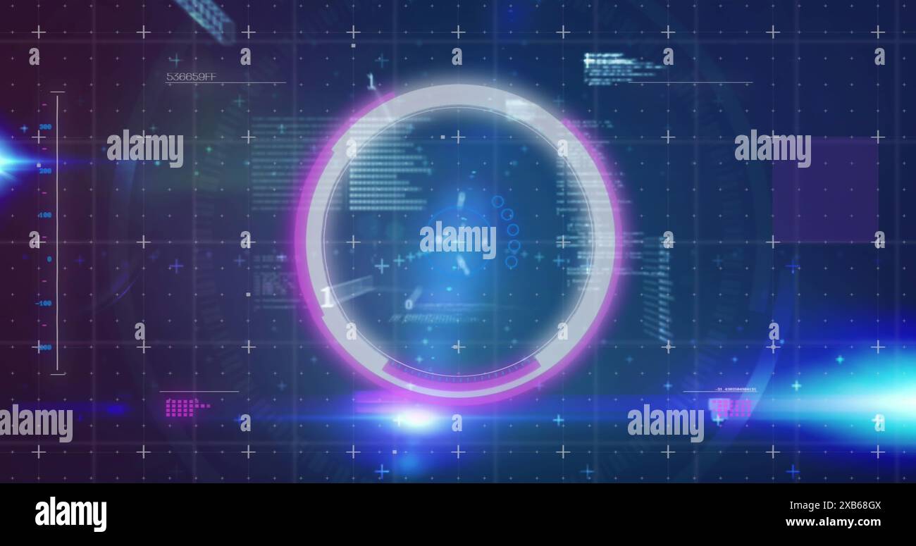 Digital interface with futuristic graphics and data visualizations ...