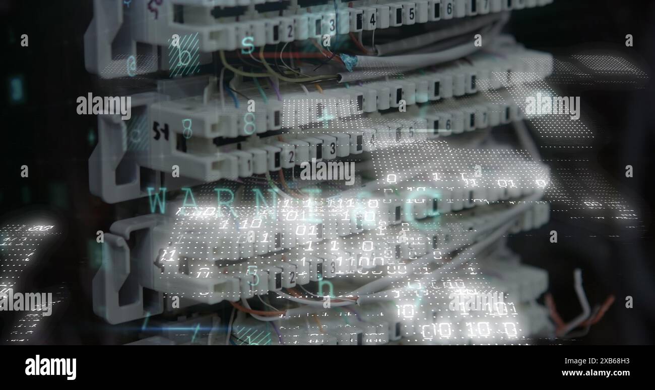 Complex server hardware with various cables and connectors Stock Photo ...