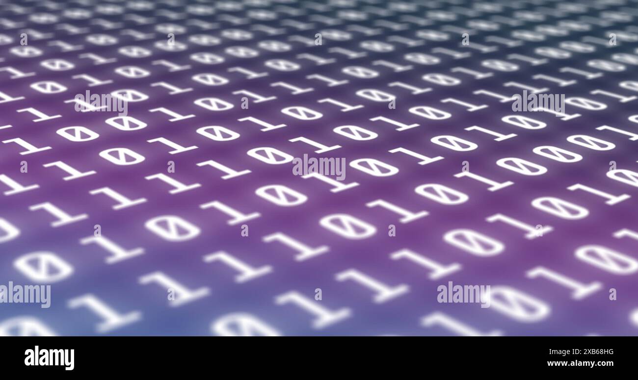 Rows of binary code in white on gradient background represent data processing Stock Photo - Alamy