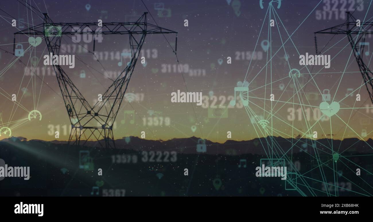 Digital network connectivity icons overlaying hi-res stock photography and images - Alamy