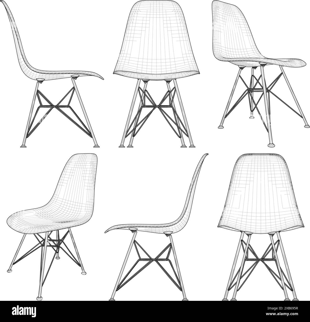 Modern Plastic Chair With Metal Wired Legs Vector. Illustration ...