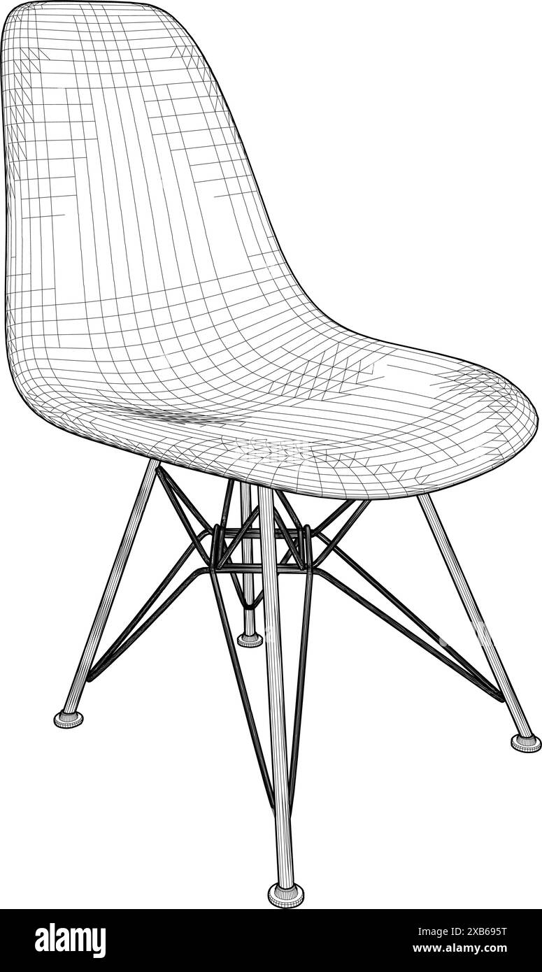 Modern Plastic Chair With Metal Wired Legs Vector. Illustration ...