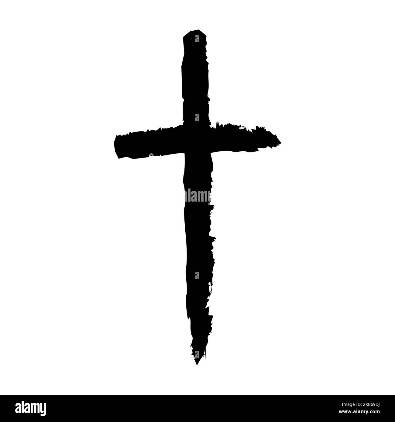 Grunge cross vector. Black brushstroke icon. Rough textured symbol ...