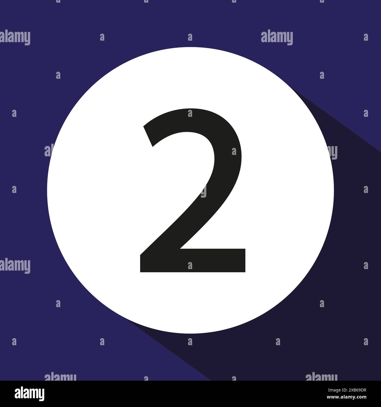 Number two icon vector. Black digit symbol. White circle background ...
