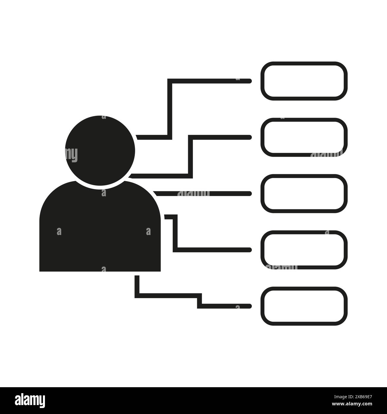 Organizational chart icon. Black and white. Person with structure ...