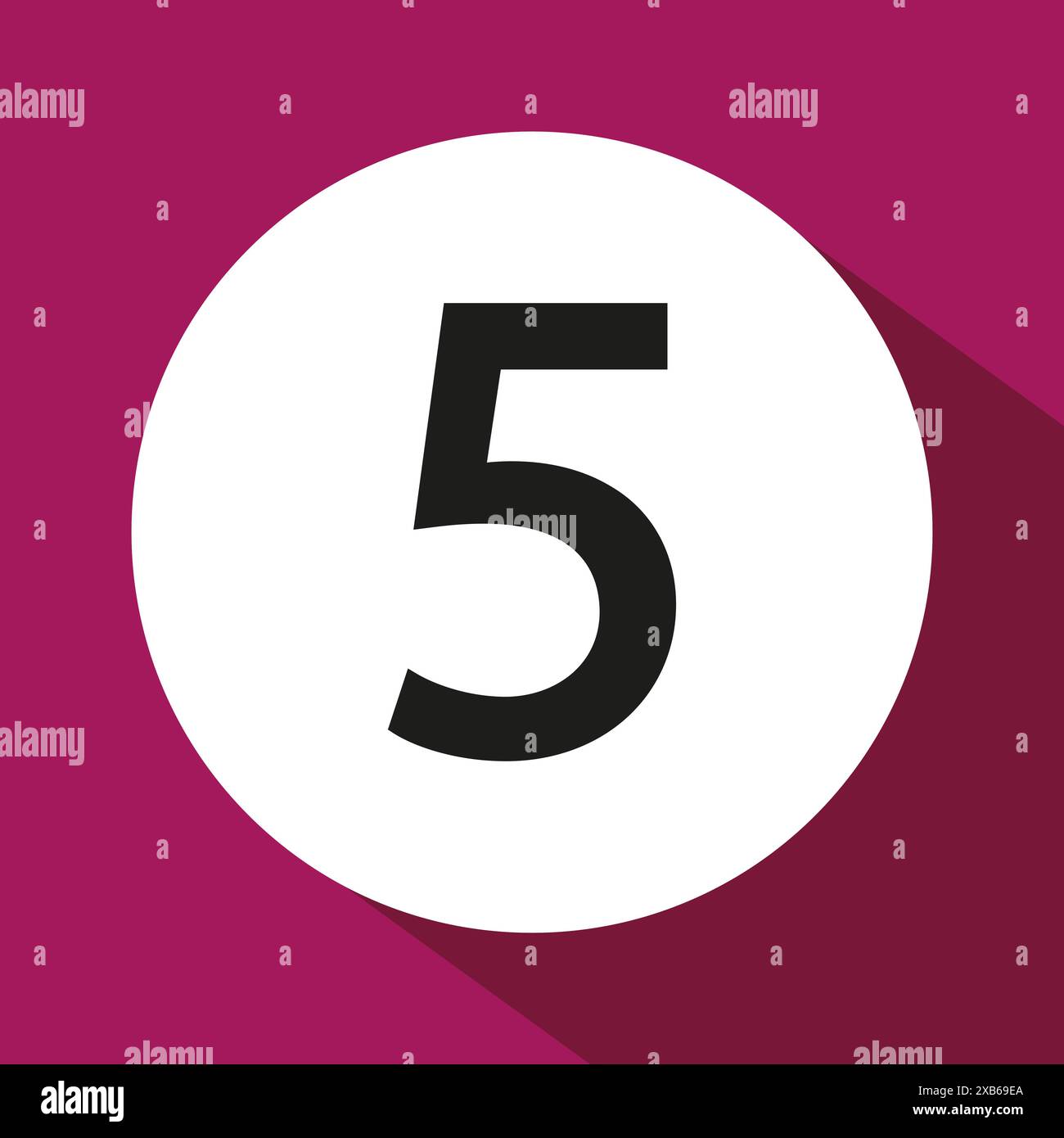 Number five icon. Maroon background vector. Bold numeral symbol. Simple ...