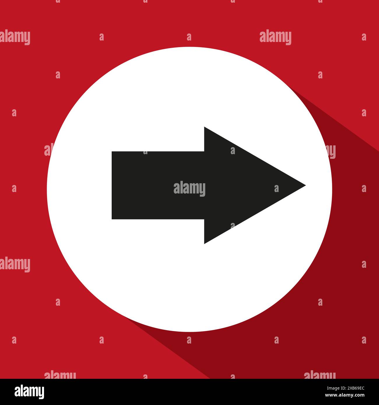 Right arrow icon. Red background vector. Navigation symbol design ...