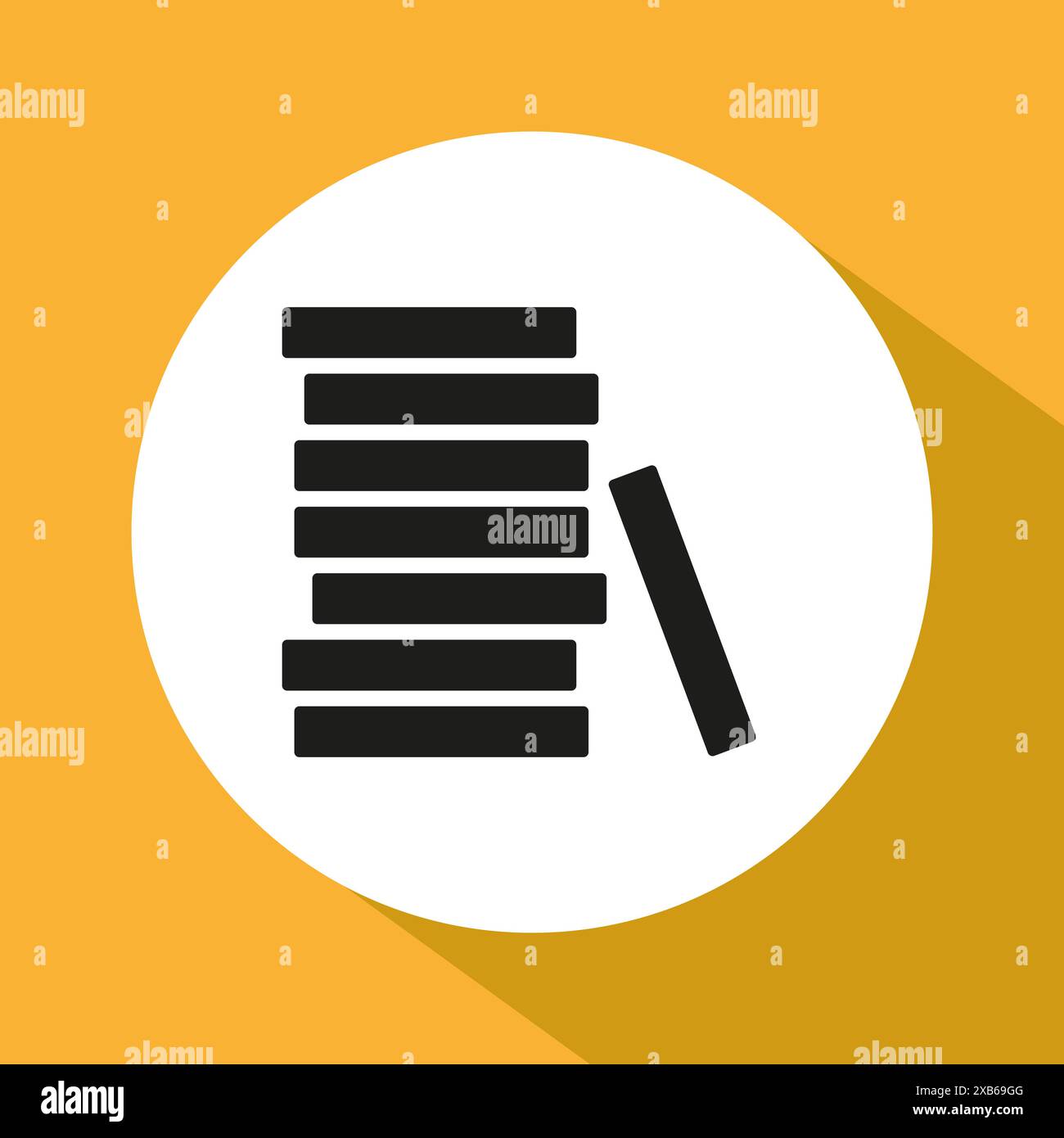 Stacked books icon. Flat vector design. Black and white illustration ...