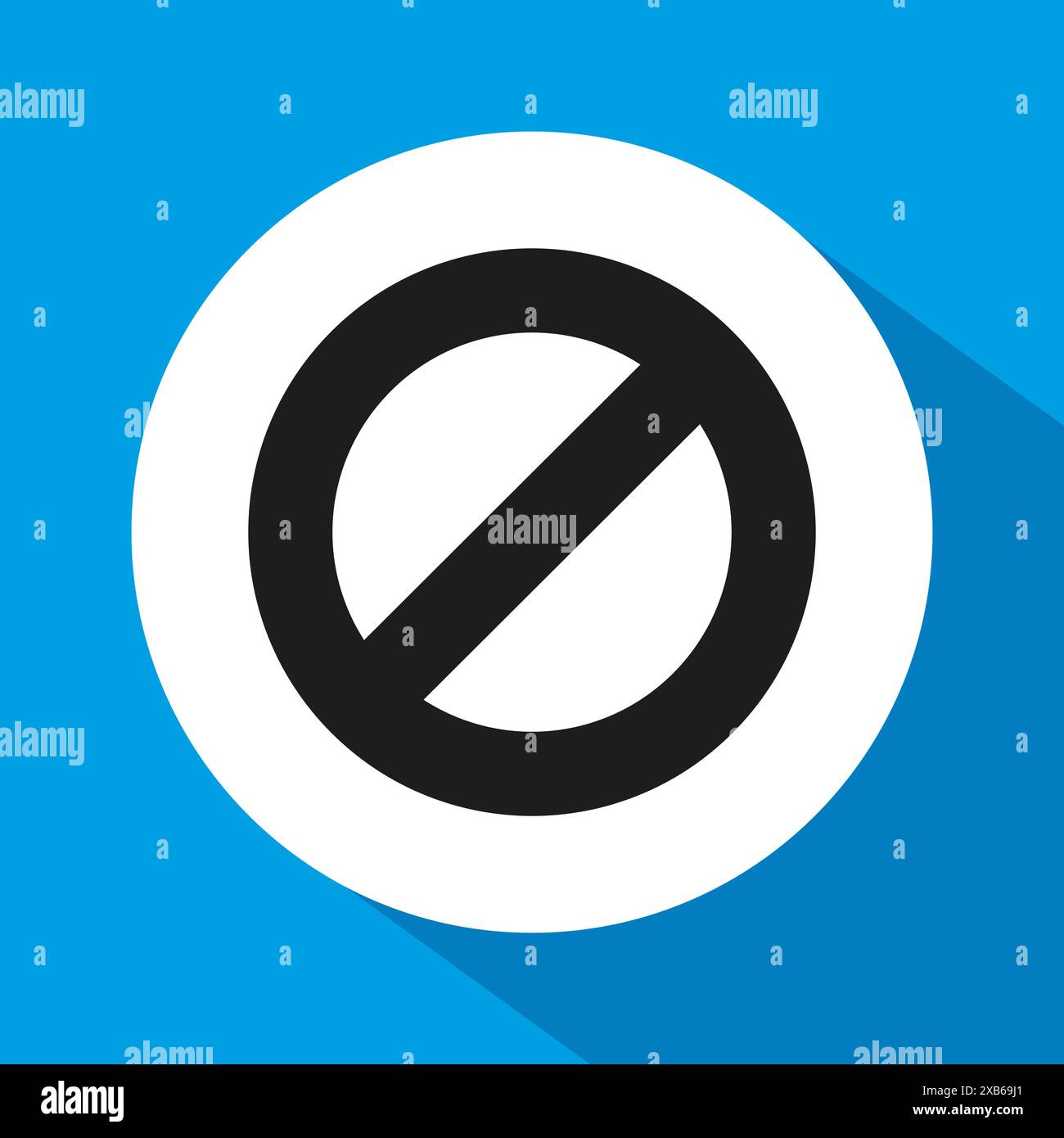 Prohibition icon vector. Black no entry symbol. White circle background ...