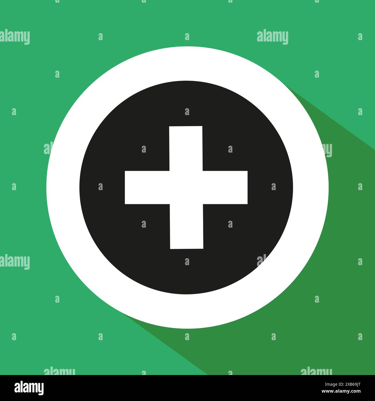 Medical cross icon. Green background vector. Healthcare symbol design ...